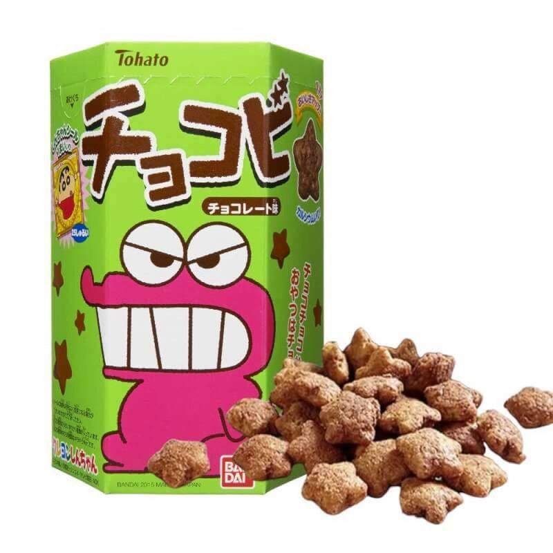Tohato Chocobi Star Shaped Chocolate Corn Puff Snack + Shin-Chan Stick